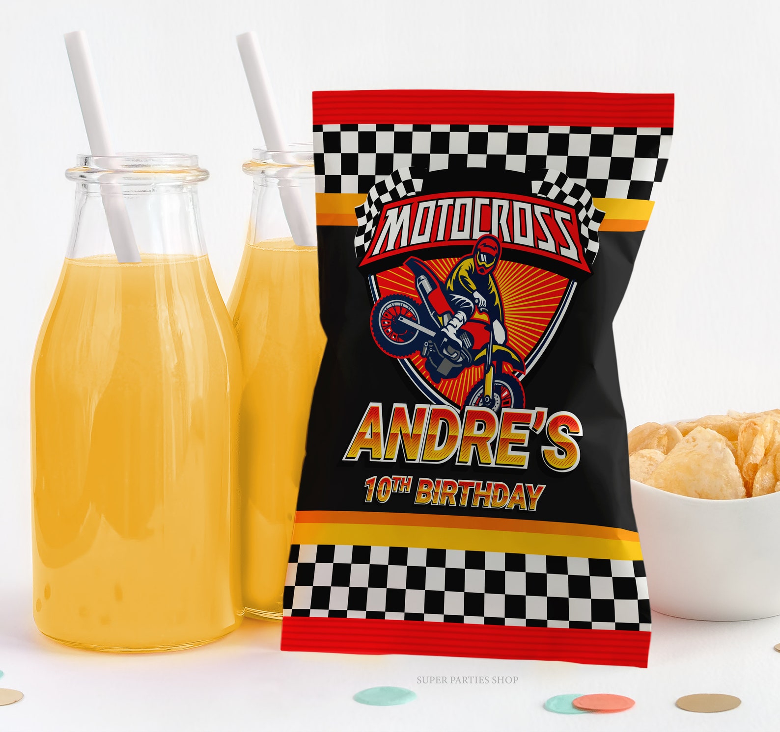Motocross Chip Bags Printable Snack Treat Roadster Birthday - Etsy