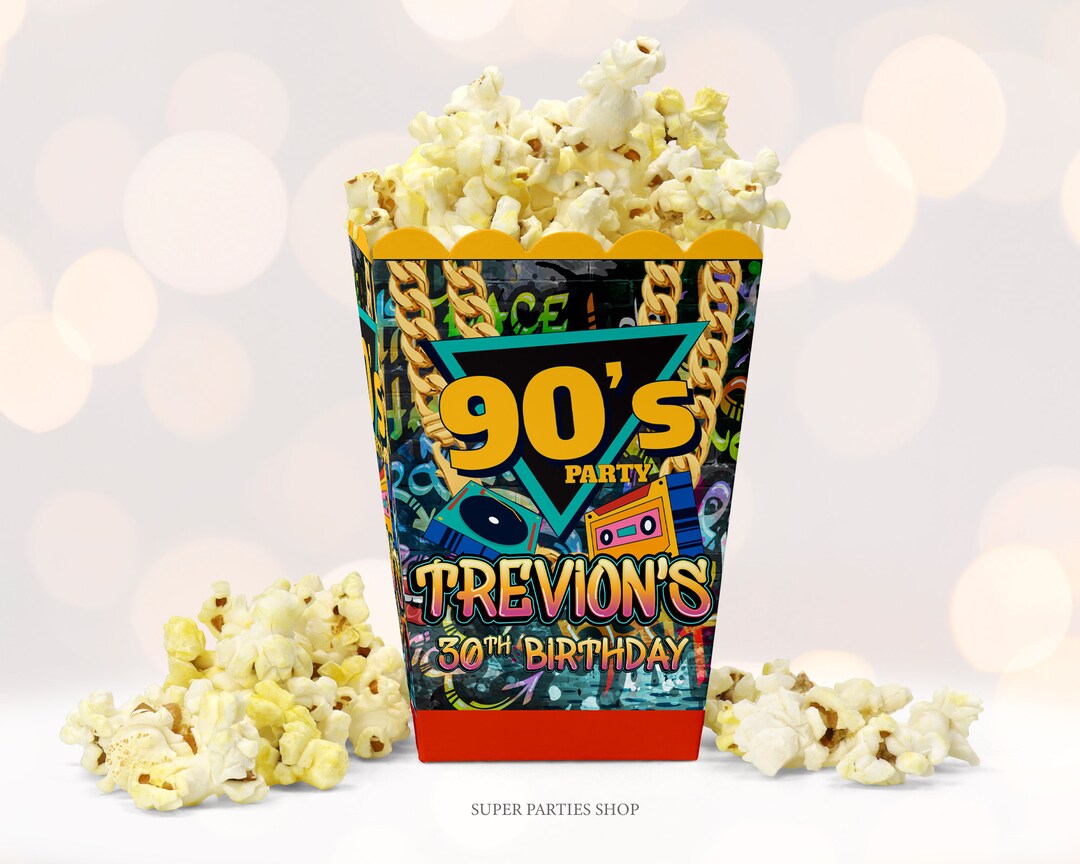 90s Popcorn Printable Box, Snack Box, Candy Bar, Throwback Retro, Love ...