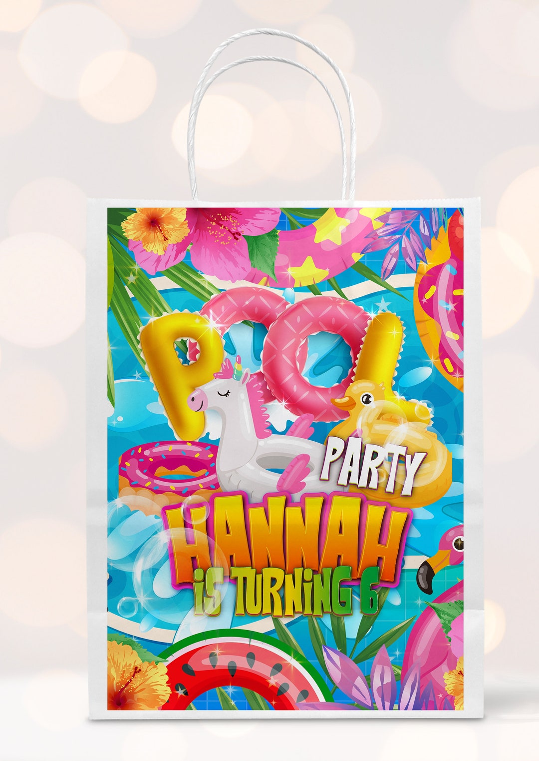 Pool Party Gift Bag Label Printable, Pool Birthday Supplies, Pool Party ...
