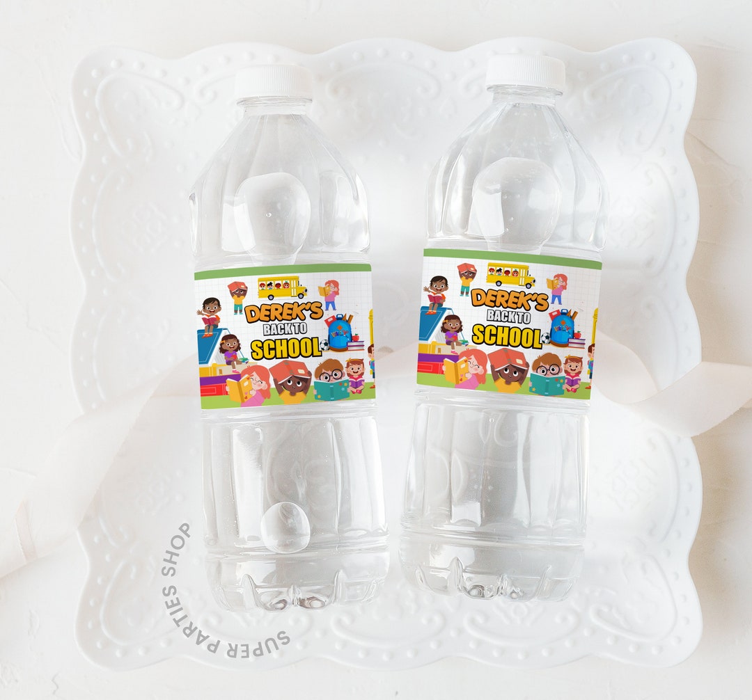 Back to School Bottle Labels Printable, Custom Water Bottle Label ...