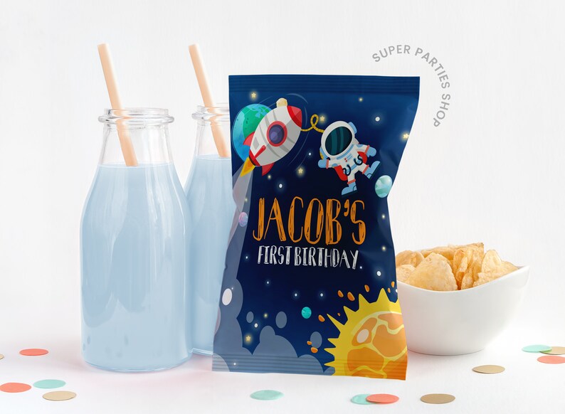 Space Chips Bag Printable Astronaut Birthday Gift Wrapper | Etsy