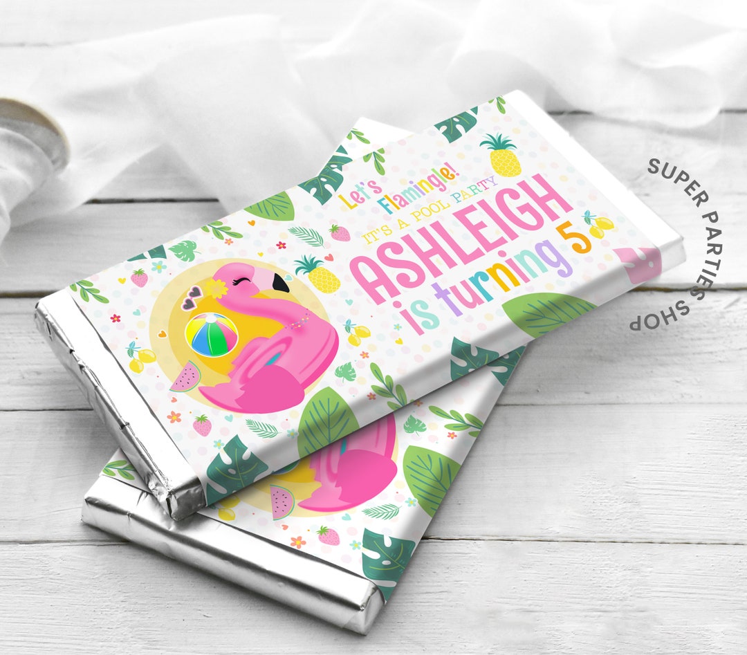 Flaming Candy Bar Label Printable, Snack Treat , Flamingo Birthday ...