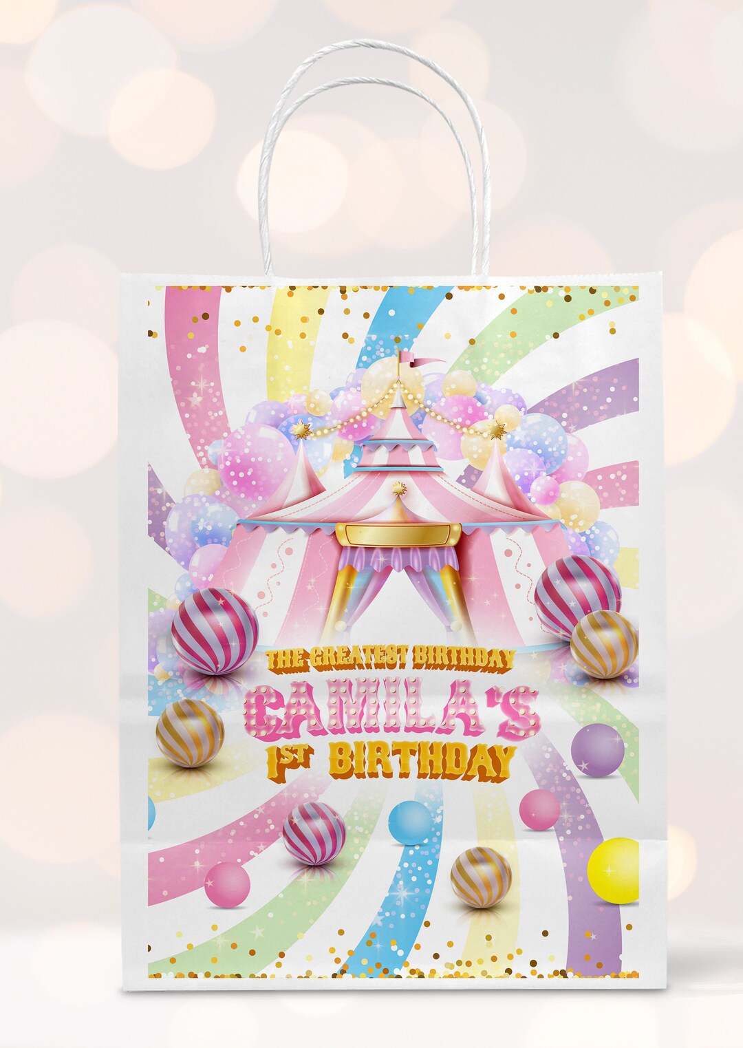 Circus Gift Bags Label Printable, Circus Tent Favor Bag, Circus ...
