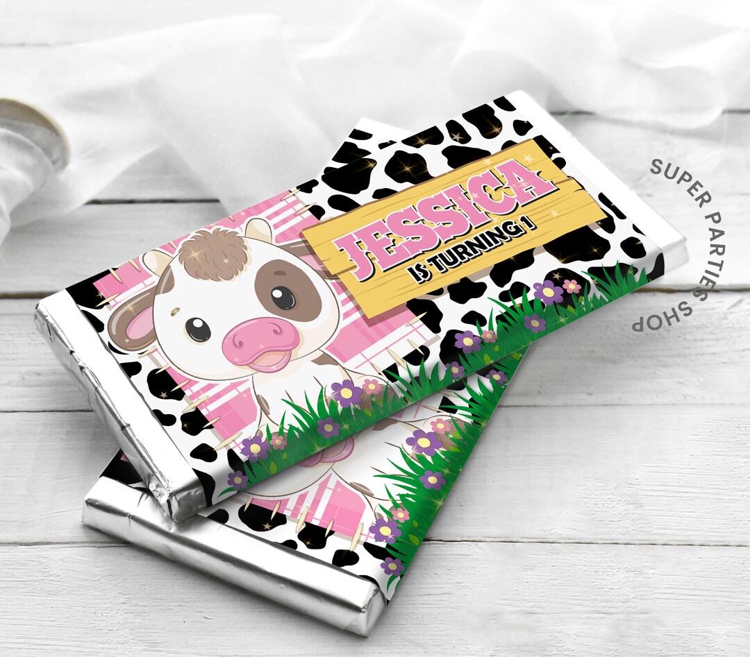 Cow Candy Bar 1.55oz Printable Farm Candy Bar Wrapper Template,editable ...