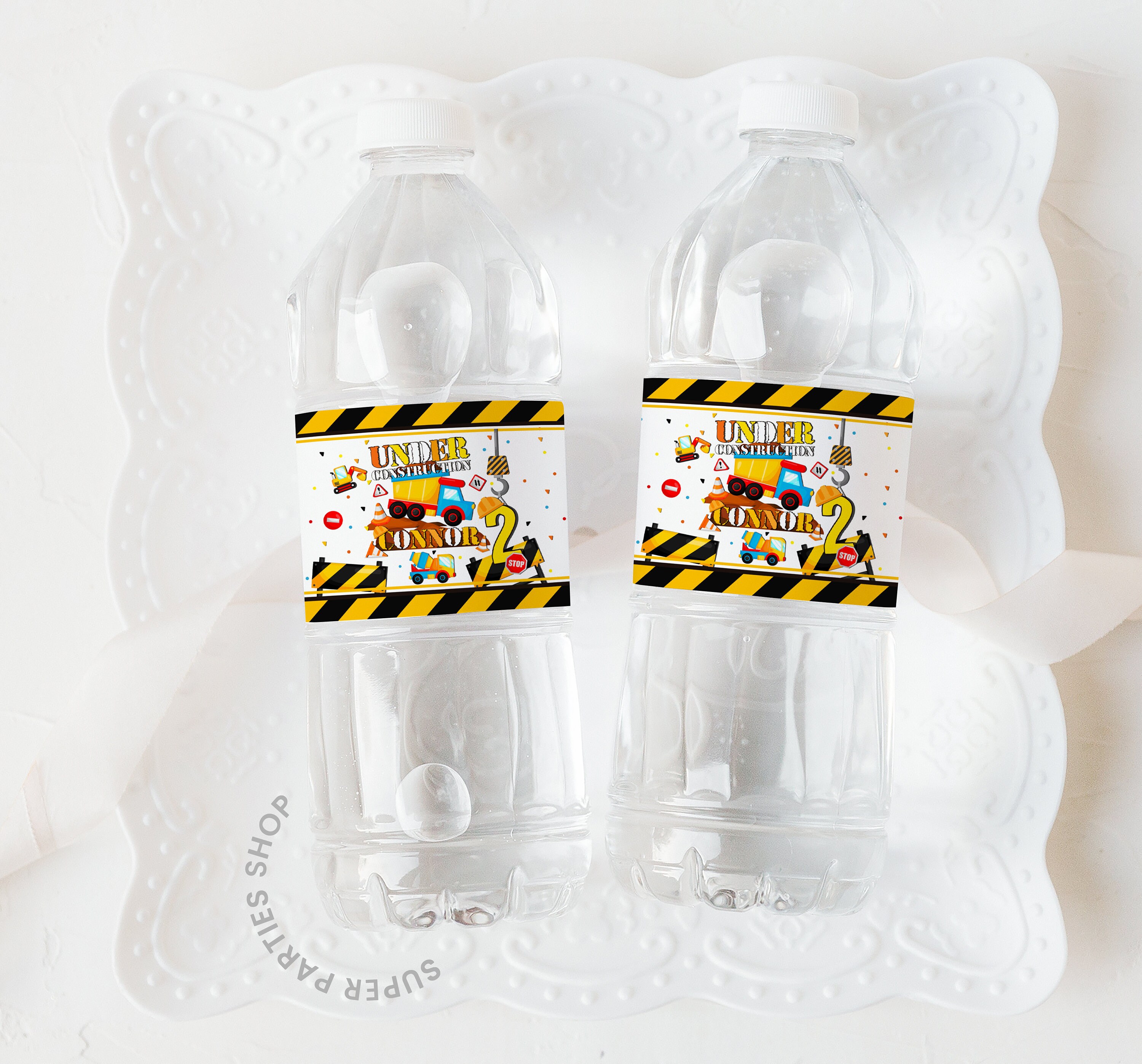 Construction Water Bottle Labels Printable Dual Contruction - Etsy