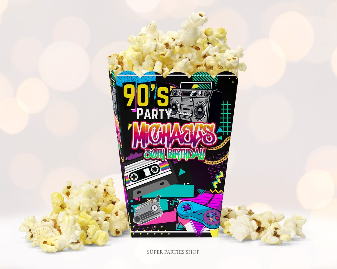 90s Popcorn Printable Box, Snack Box, Throwback Retro, Love the 80's 90 ...