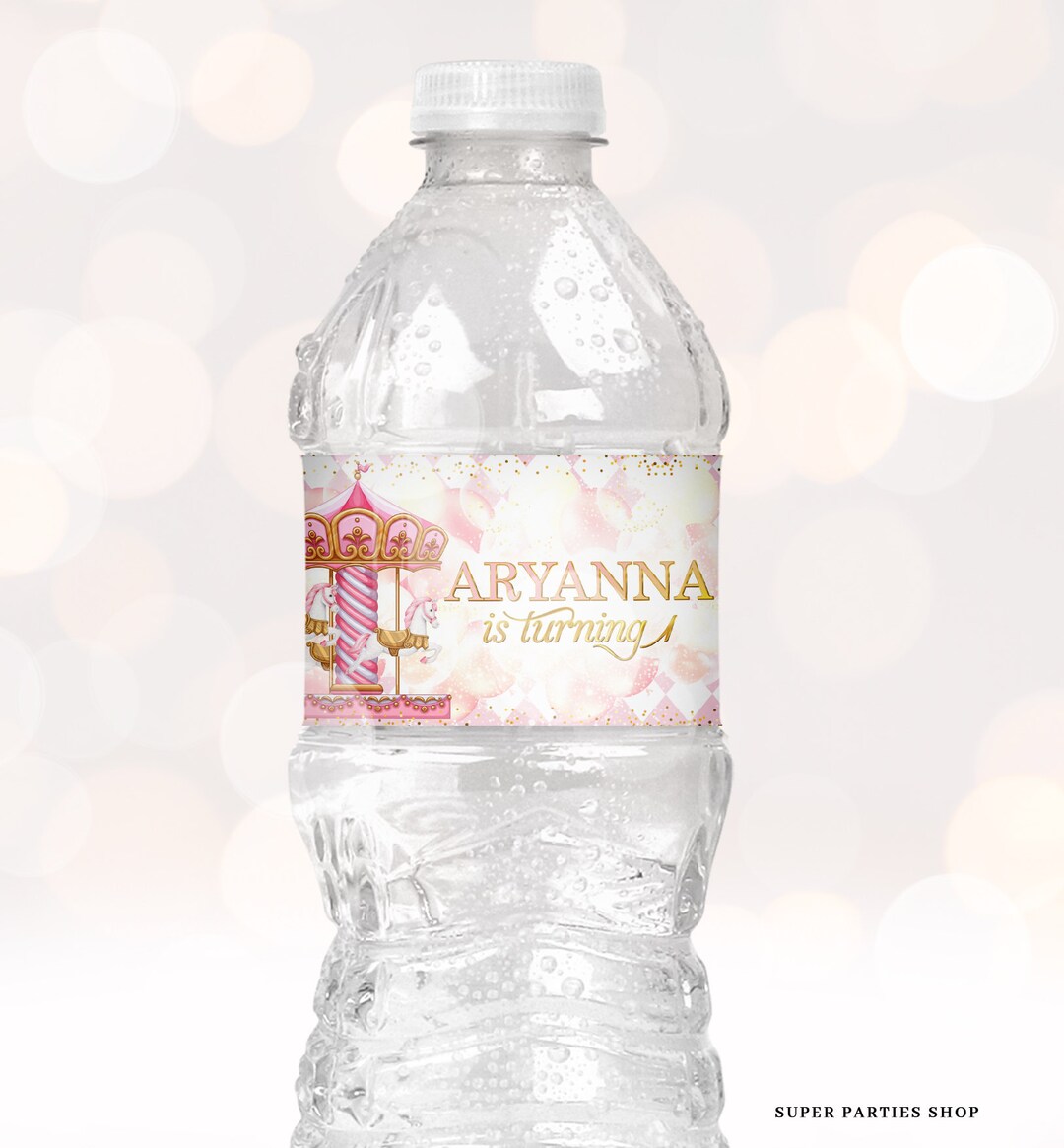 Carousel Bottle Label PRINTABLE, Merry Go Round,circus Carnival Water ...
