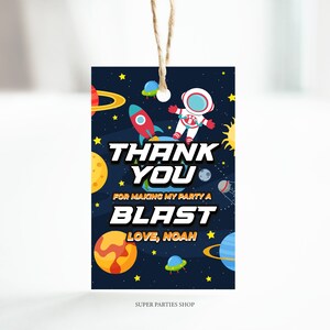 Space Favor Tag Printable Astronaut Birthday Thank You Gift Label ...