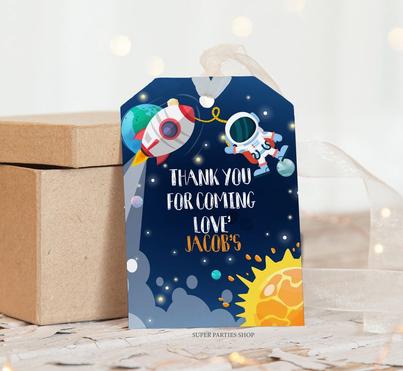 Space Favor Tag Printable Astronaut Birthday Thank You - Etsy