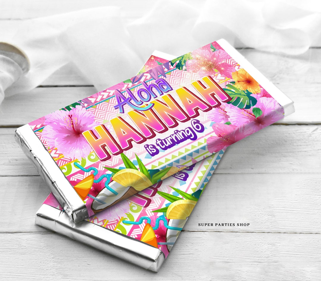 Luau Candy Bar Wrapper Printable, Aloha Favors, Tropical Party Favor ...