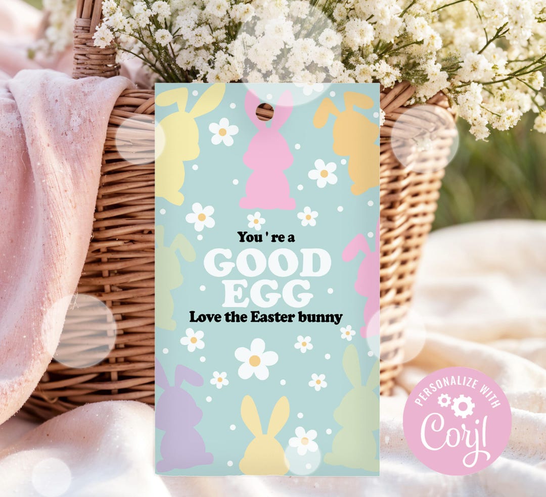 Editable Easter Tag Good Egg Happy Easter Gift Tags, Easter Favor Tags ...