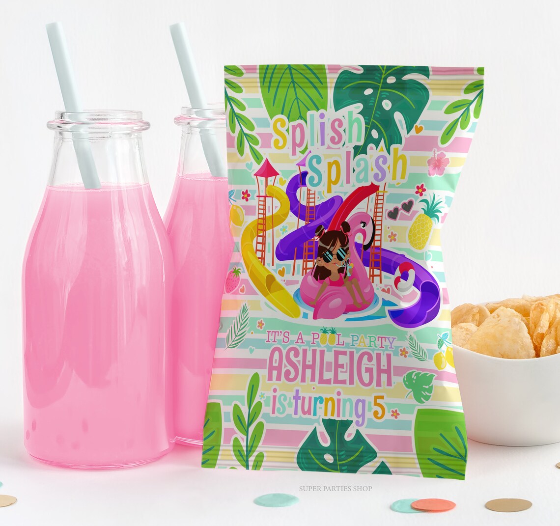 Pool Party Chips Bag Wrapper Printable Pool Birhtday - Etsy