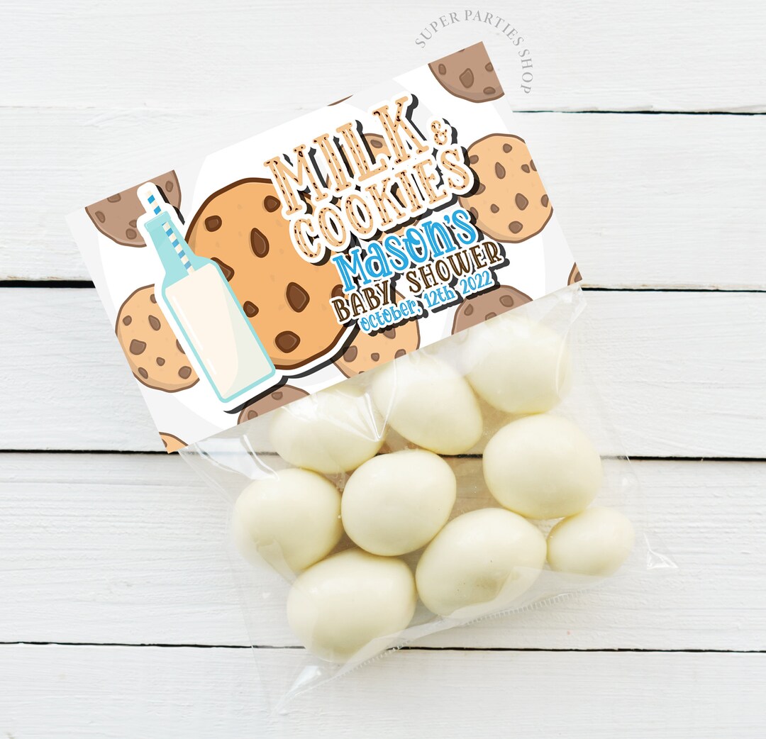 Cookie & Milk Candy Bag Topper Labels Printable, Snack Treat ...