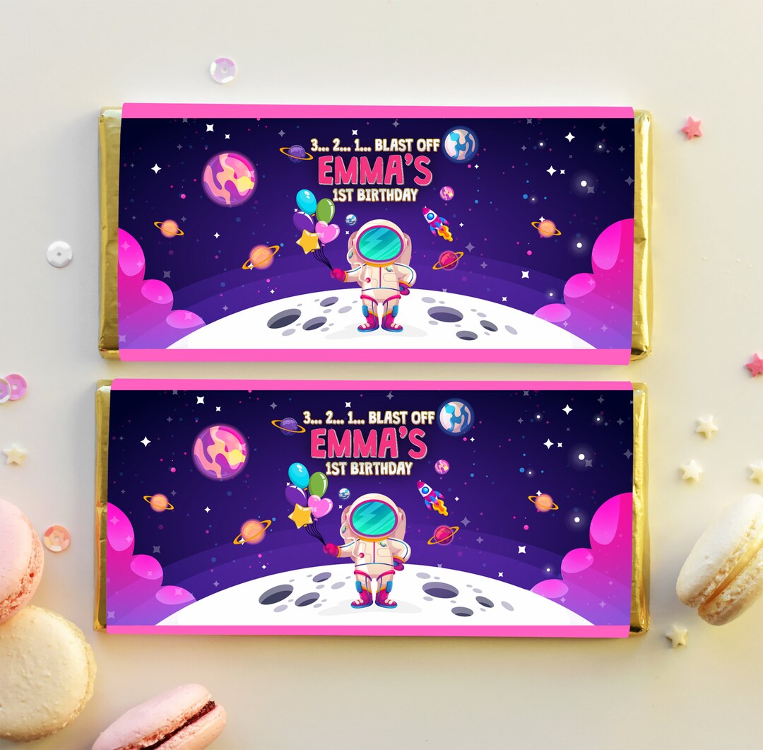 Space Candy Bar 1.55oz Printable Astronaut Birthday Gift Wrapper Galaxy ...