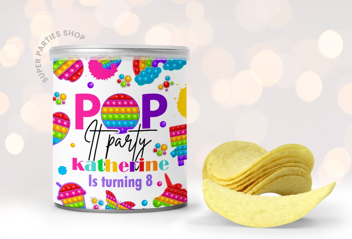 Pop It Chip Tube Label Printable Party Favor Fidget Toy Snack - Etsy
