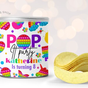 Pop It Chip Tube Label Printable Party Favor Fidget Toy Snack - Etsy