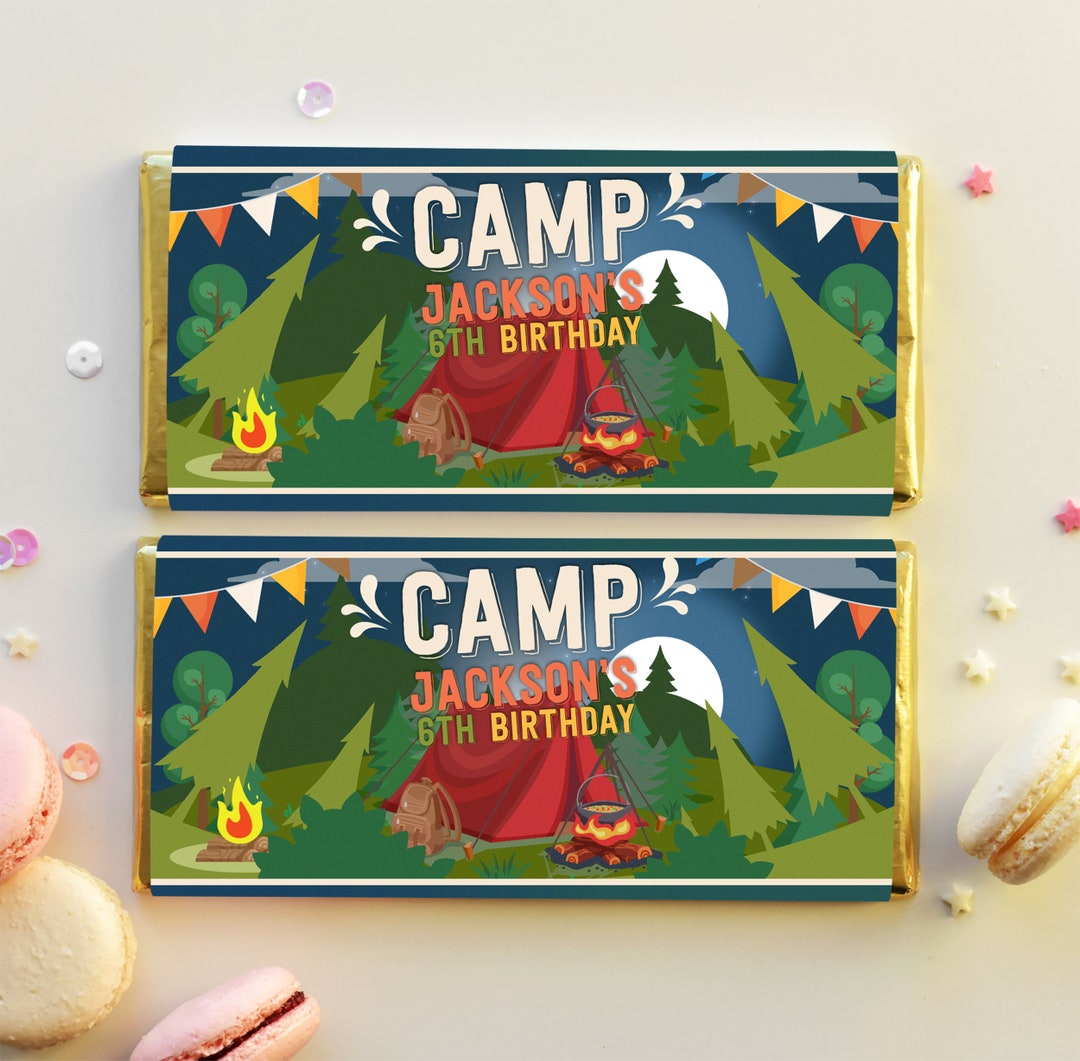Camping Candy Bar 1.55oz Printable Party Items, Camp Party Printables ...