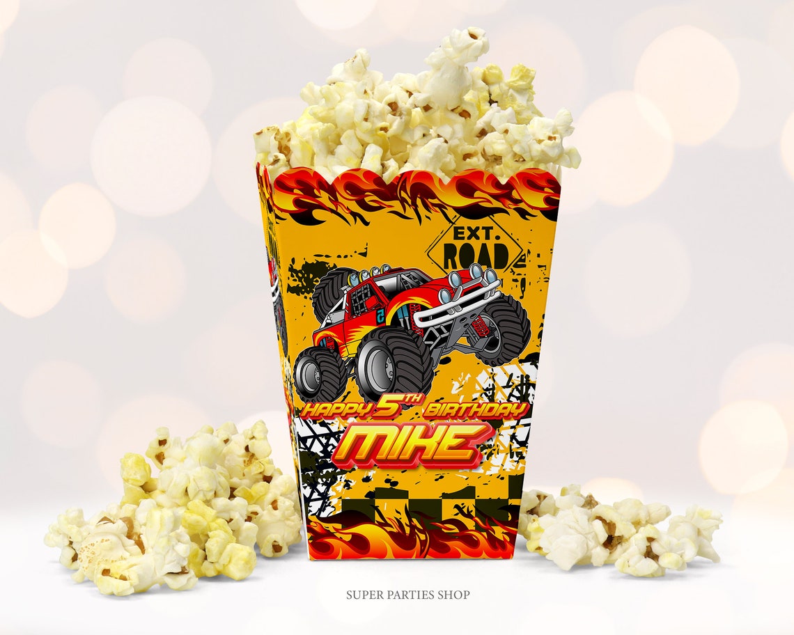 Race Cars Popcorn Box Printable Snack Treat Monster Truck | Etsy
