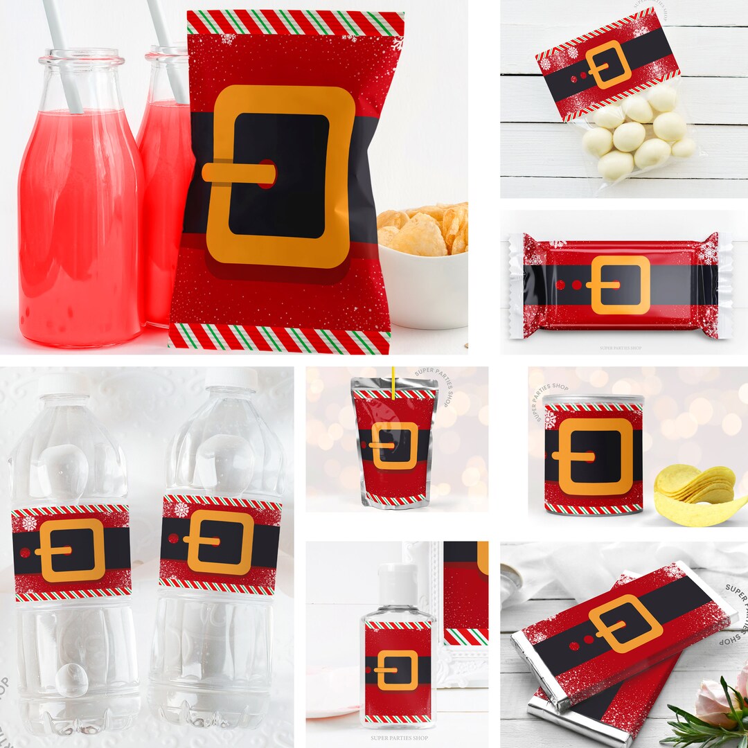 Merry Christmas Set Bundle Printable , Winter Wonderland Red & White ...