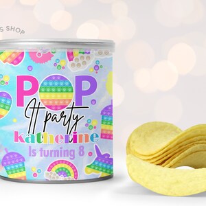 Pop It Chip Tube Label Printable Party Favor Fidget Toy Snack - Etsy