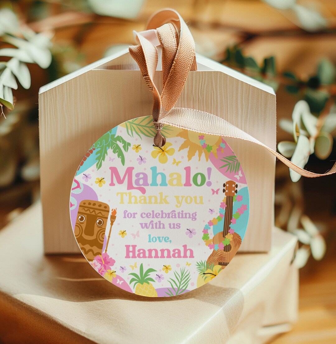 Editable Luau Favor Tag Label Printable, Aloha Favors, Tropical Party ...