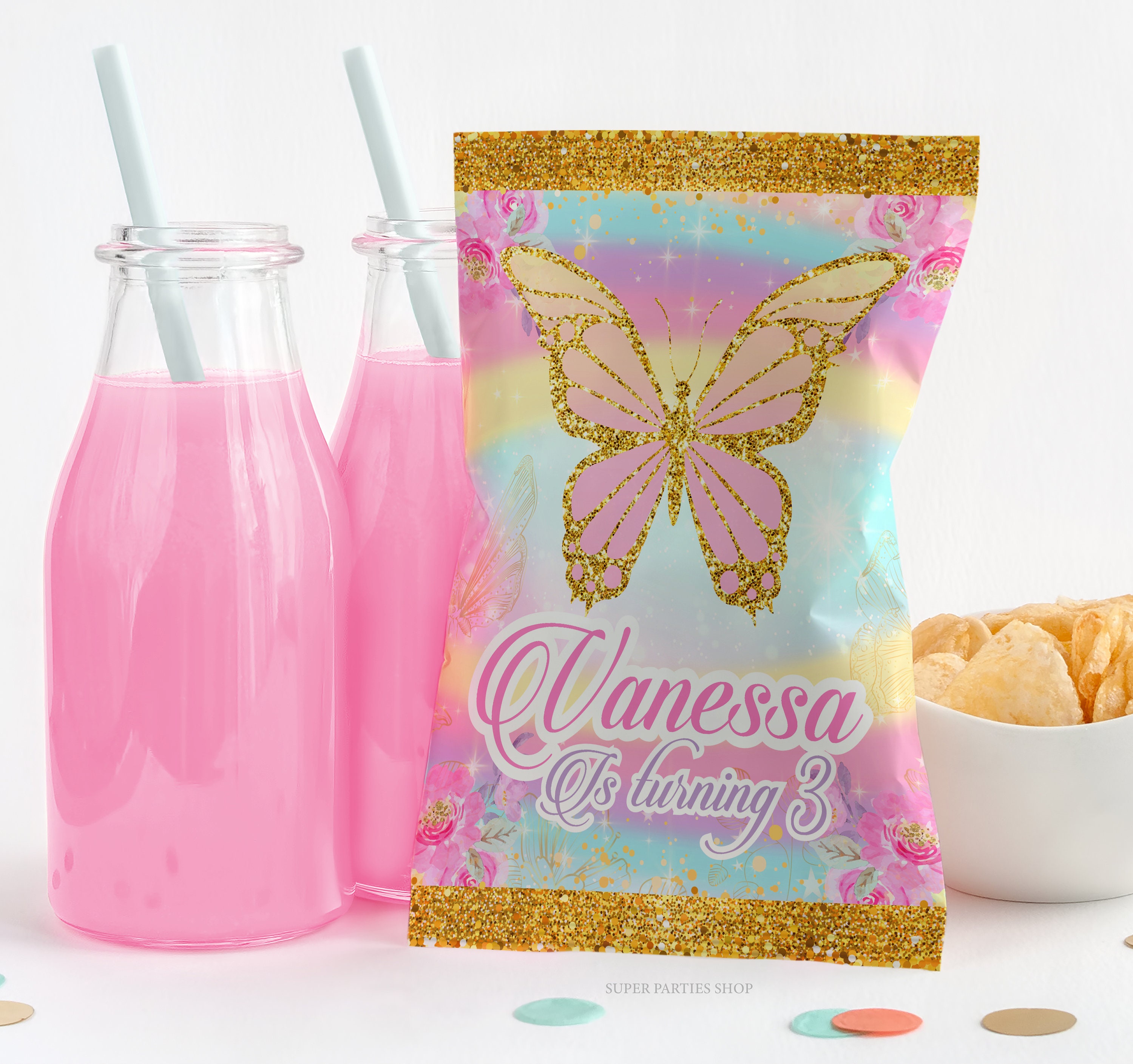 Butterfly Potatoes Chip Bag Wrapper Printable Floral Baby - Etsy