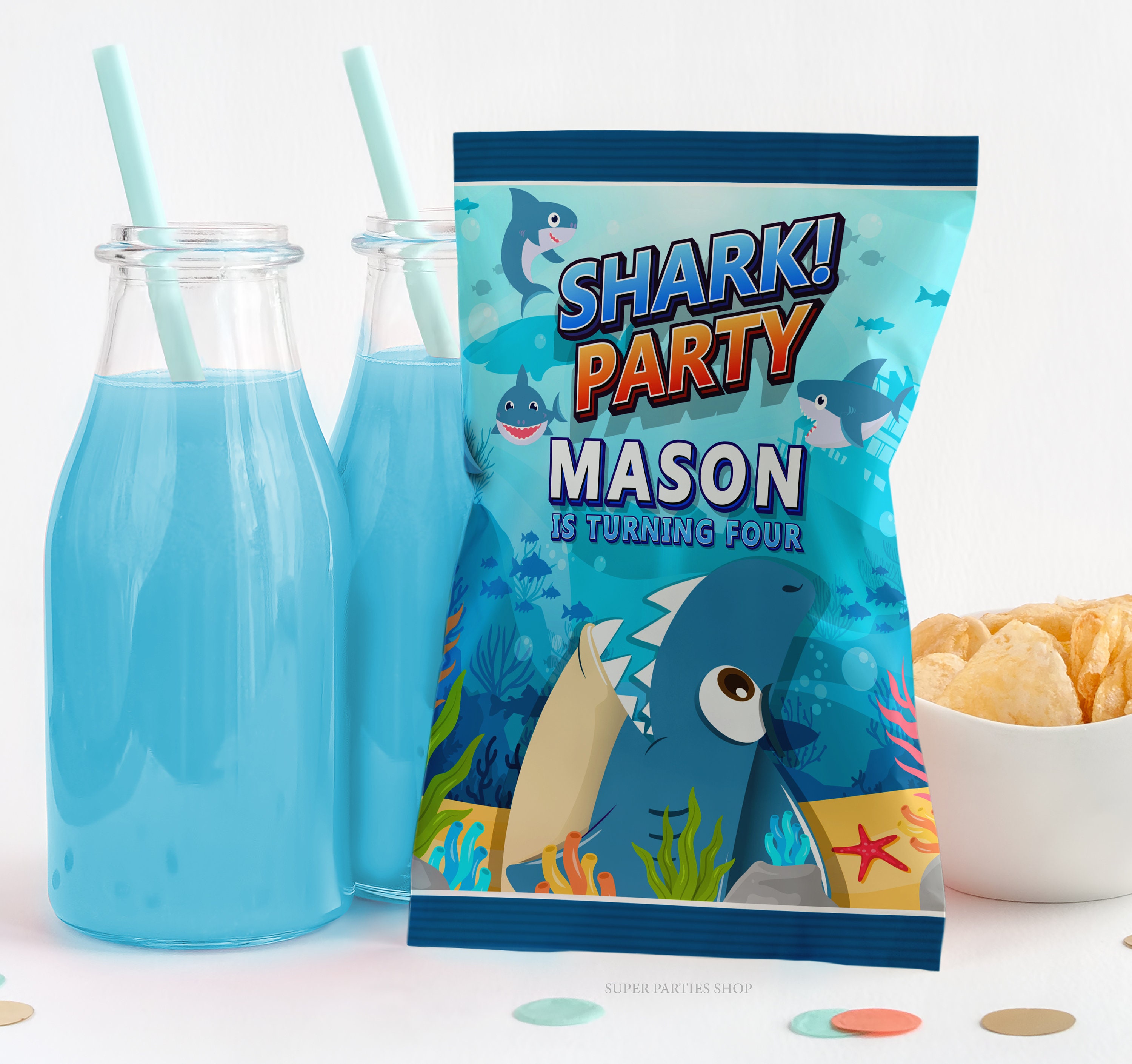 Shark Attack Chip Bag Printable Shark Party Shark Baby - Etsy