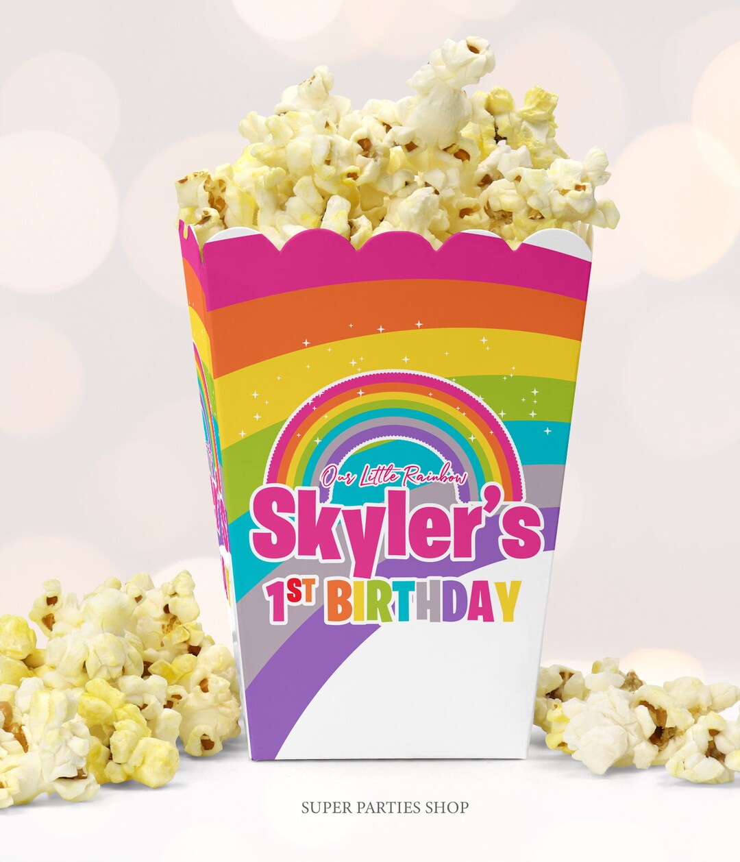Rainbow Popcorn Box Printable Snack Bag Unicorn Magical - Etsy