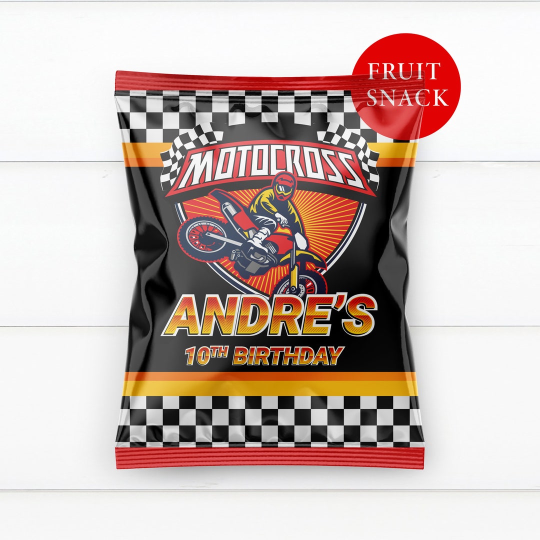 Motocross Fruit Snack Bags Printable, Snack Treat, Roadster Birthday ...