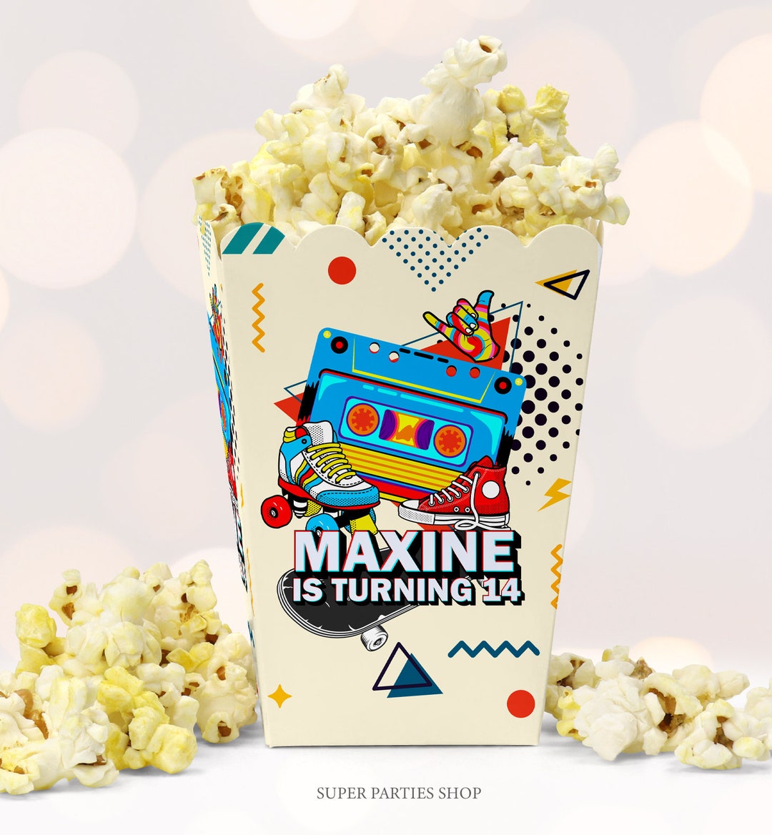 90s Popcorn Printable Box, Snack Box, Throwback Retro, Love the 80's 90 ...