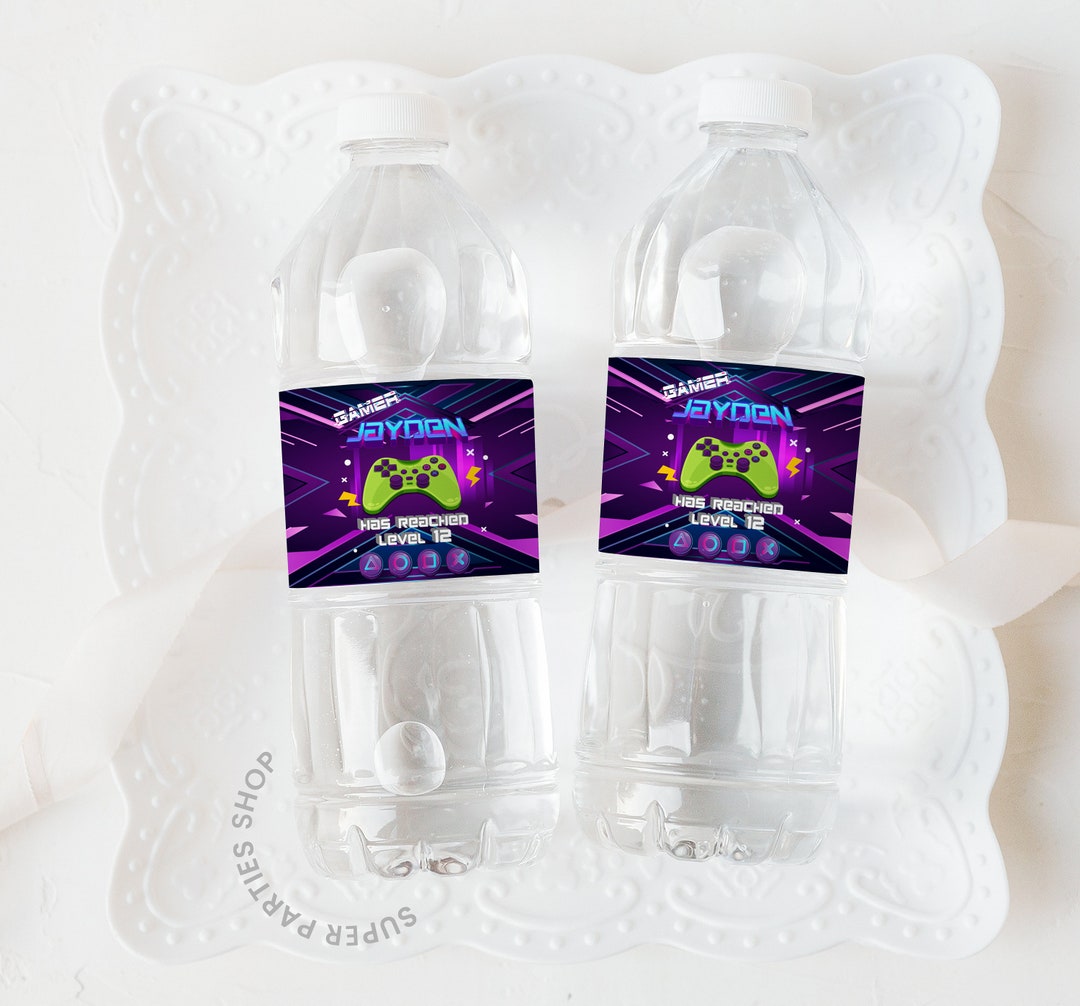 Gamer Water Bottle Label Printable Custom Chip Gamer - Etsy