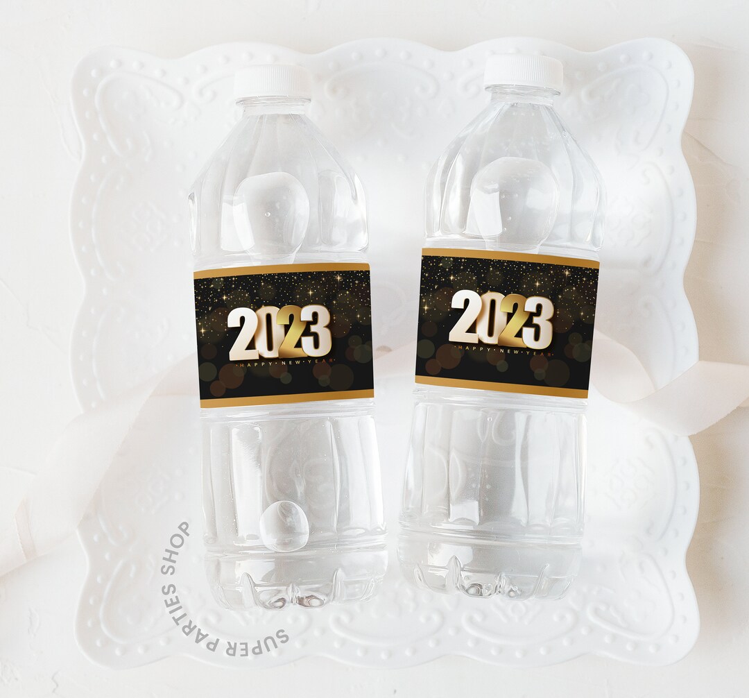 Happy New Year Printable Bottle Labels Holiday Gift Watter Bottle ...