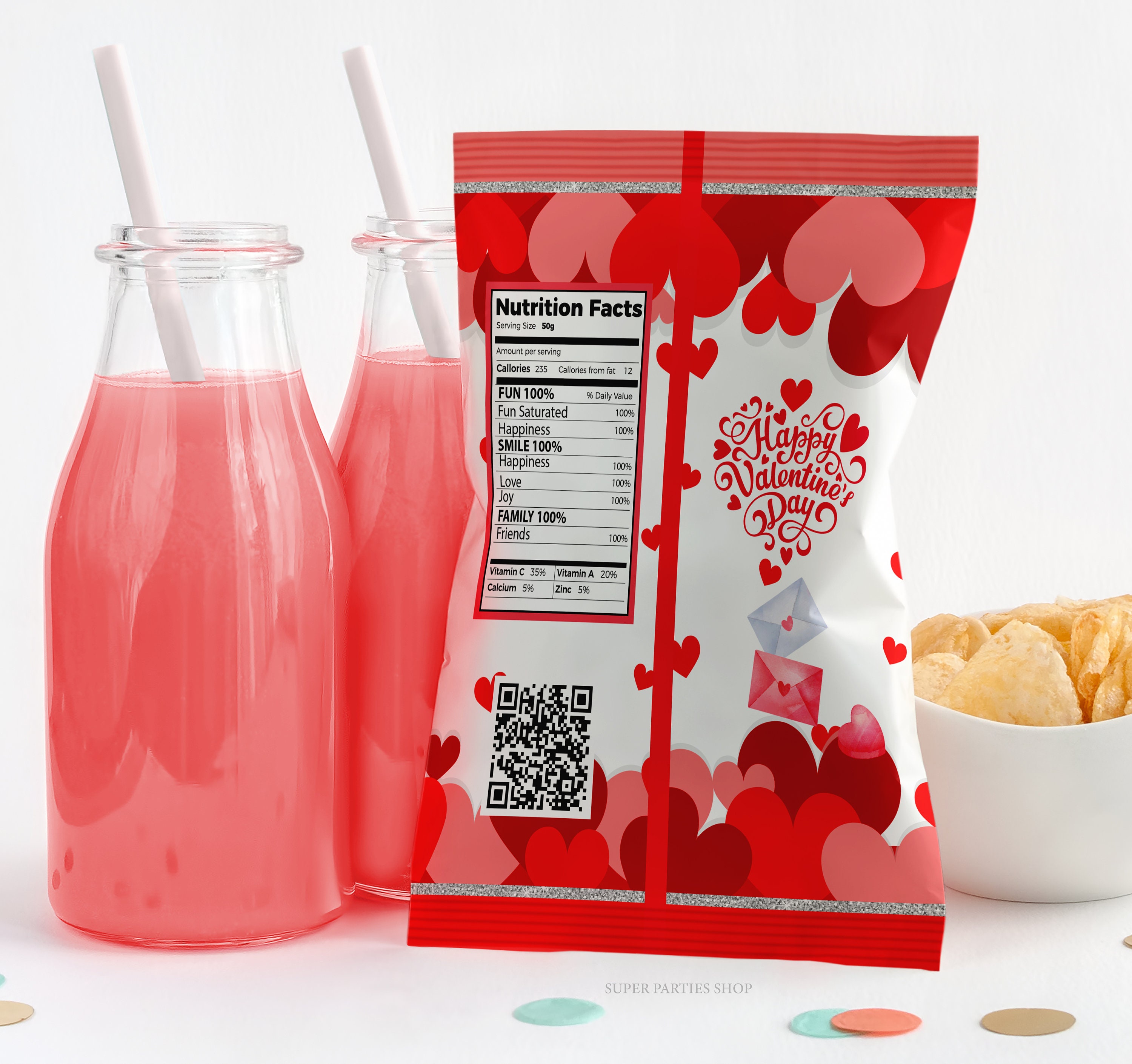 Valentine's Day Chip Bags Printable Snack Bag Best | Etsy