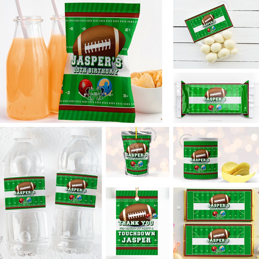Football Chip Bag Printable, Football Favor Decoration, Football Party ...