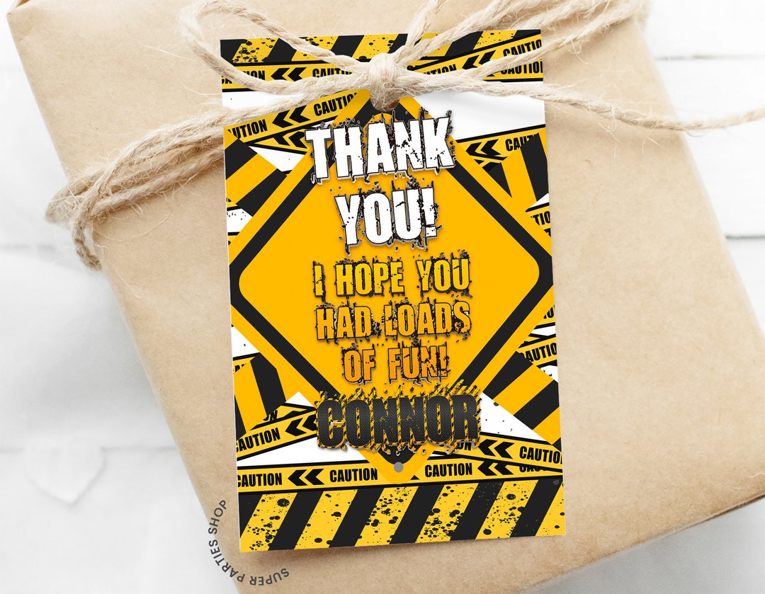 Construction Favor Tag Label Printable Dual Contruction Thank - Etsy