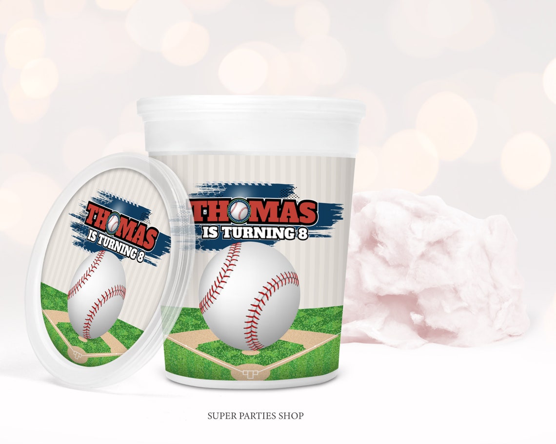 Baseball Cotton Candy Label Printable Baseball Theme Custom - Etsy