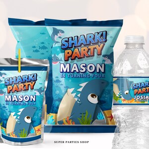 Shark Attack BUNDLE PARTY Kit Printable Shark Chip Bags Shark Party ...