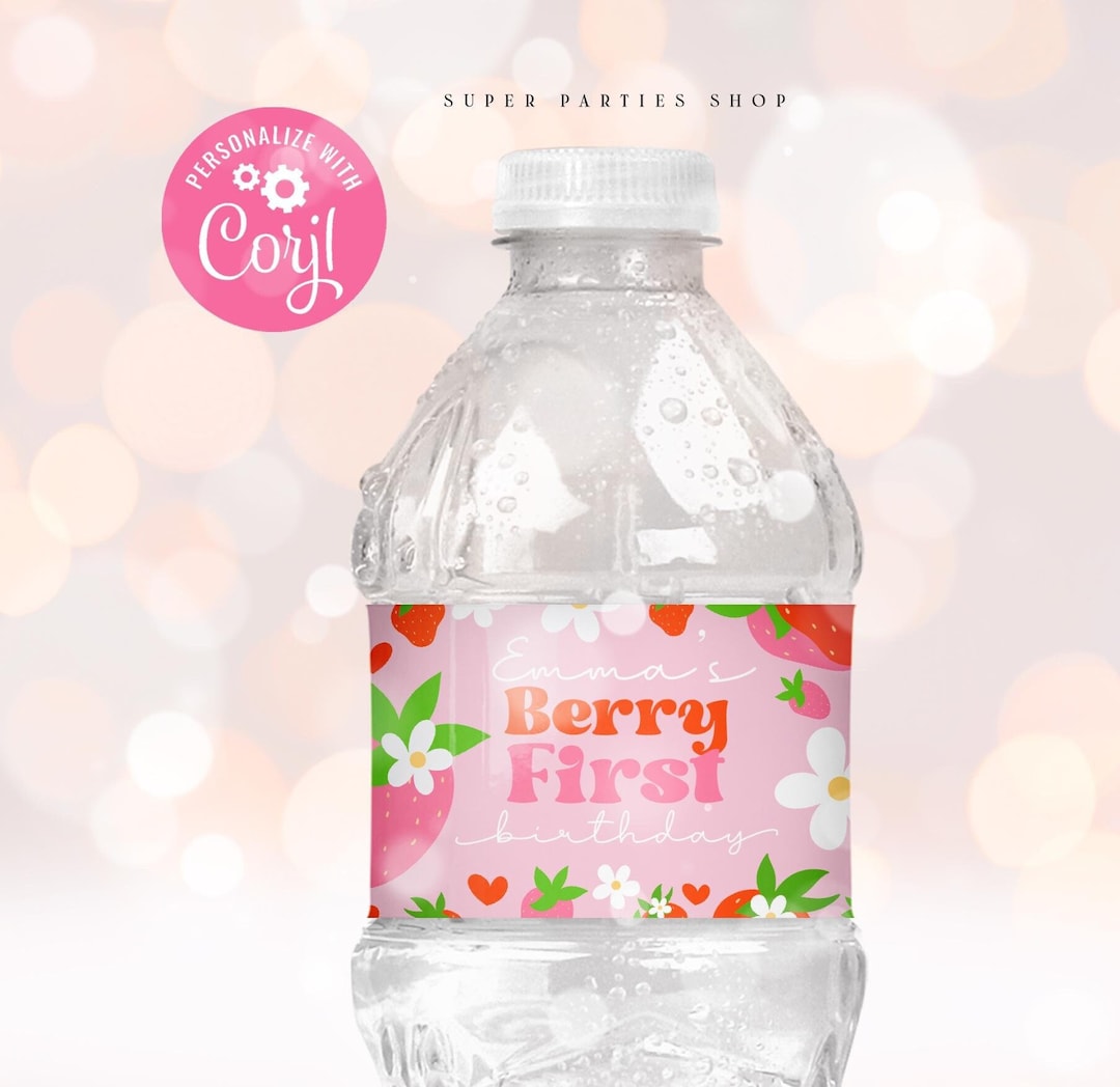 Editable Berry Water Bottle Label, Berry Bottle Label, Strawberry Party ...
