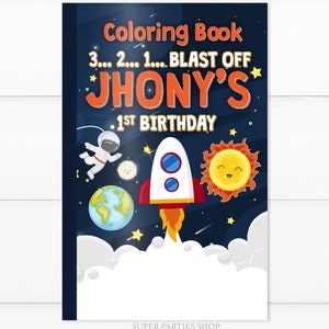 Space Coloring Book Printable Astronaut Birthday Gift Wrapper Galaxy ...
