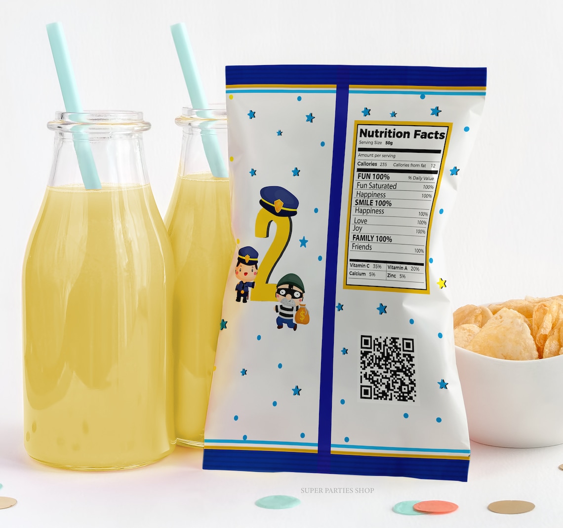 Police Chip Bag Printable Police Birthday Snack Bag Police - Etsy