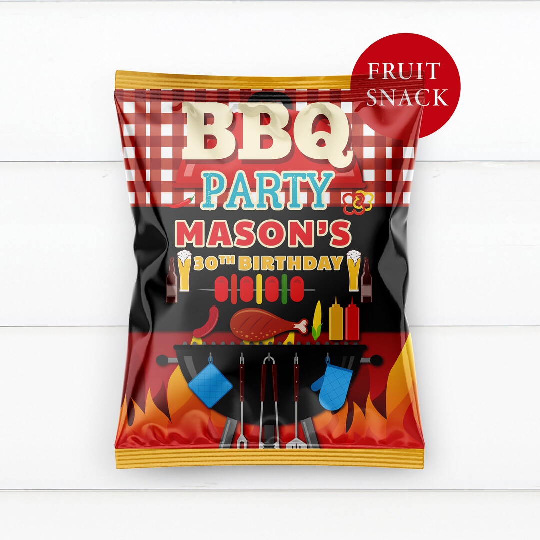 BBQ Fruit Snack Bag Wrapper Printable babyque Baby Shower Babyque Party ...