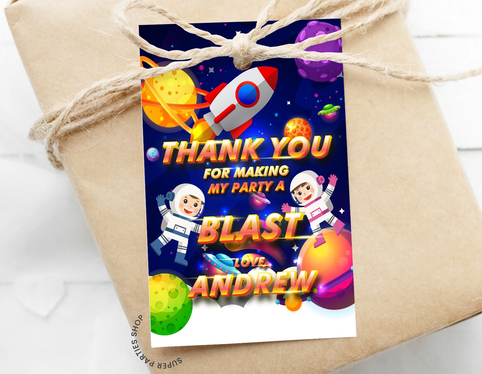 Space Favor Tag Printable Astronaut Birthday Thank You | Etsy