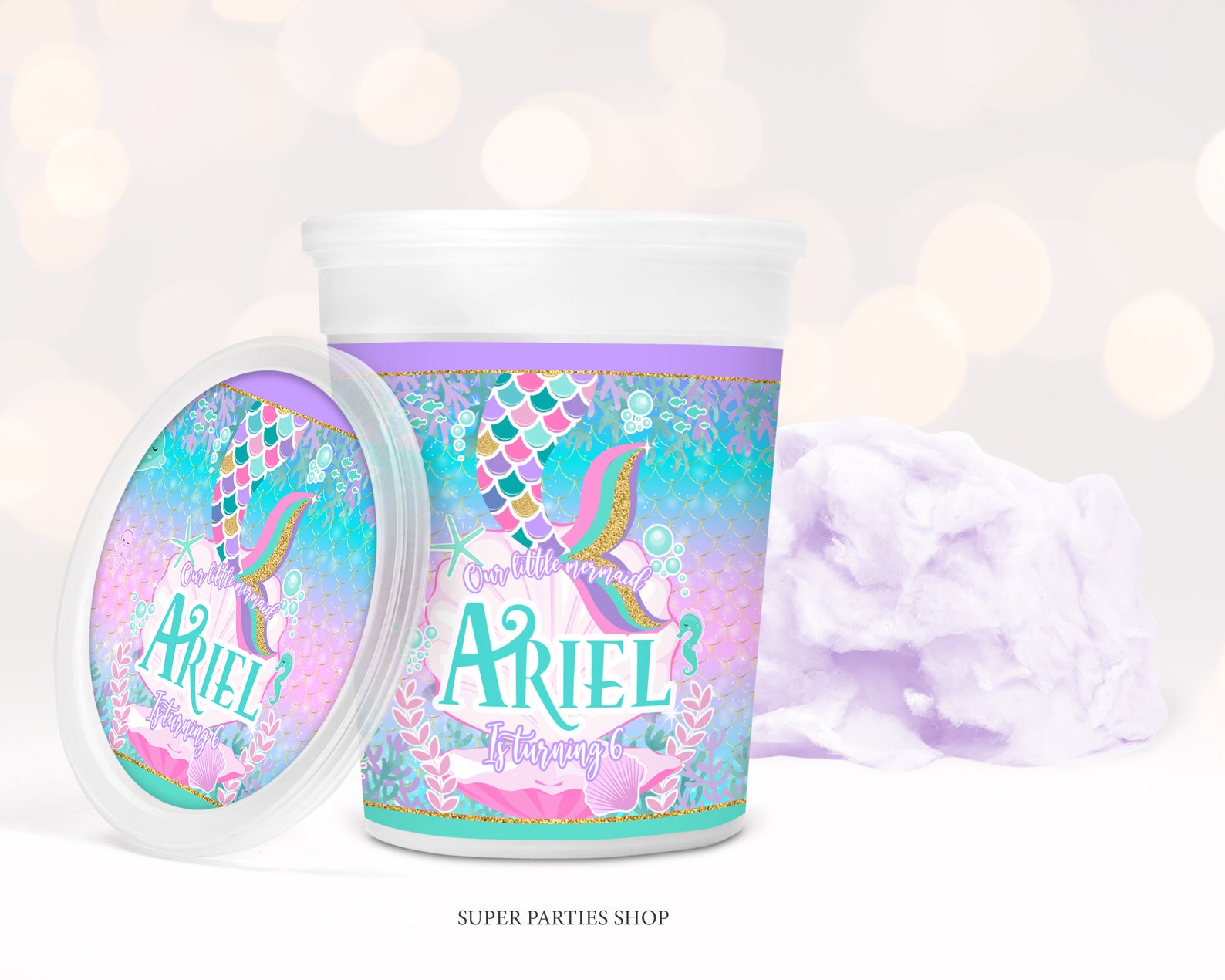 Mermaid Cotton Candy Label Printable Mermaid Treats Mermaid - Etsy