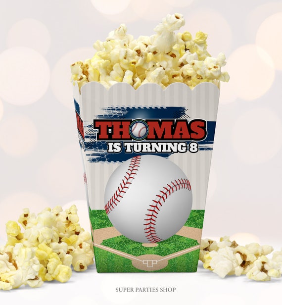 Baseball Popcorn Template Printable Baseball Theme Sports - Etsy