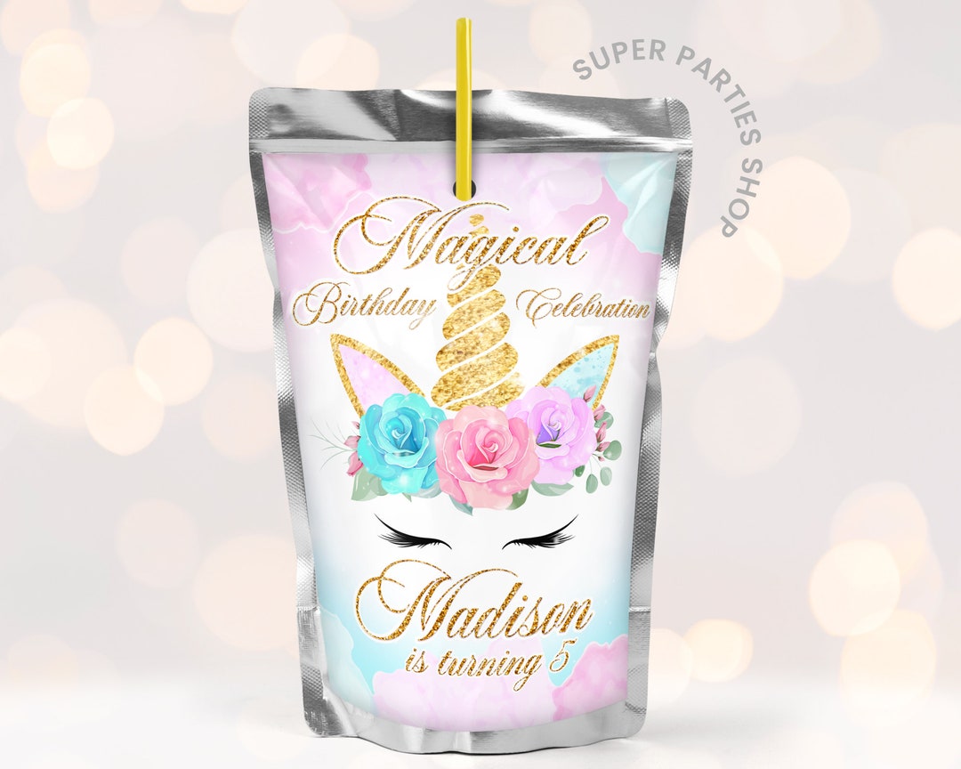 Unicorn Caprisun Label Printable, Snack Treat , Unicorn Juice Labels ...
