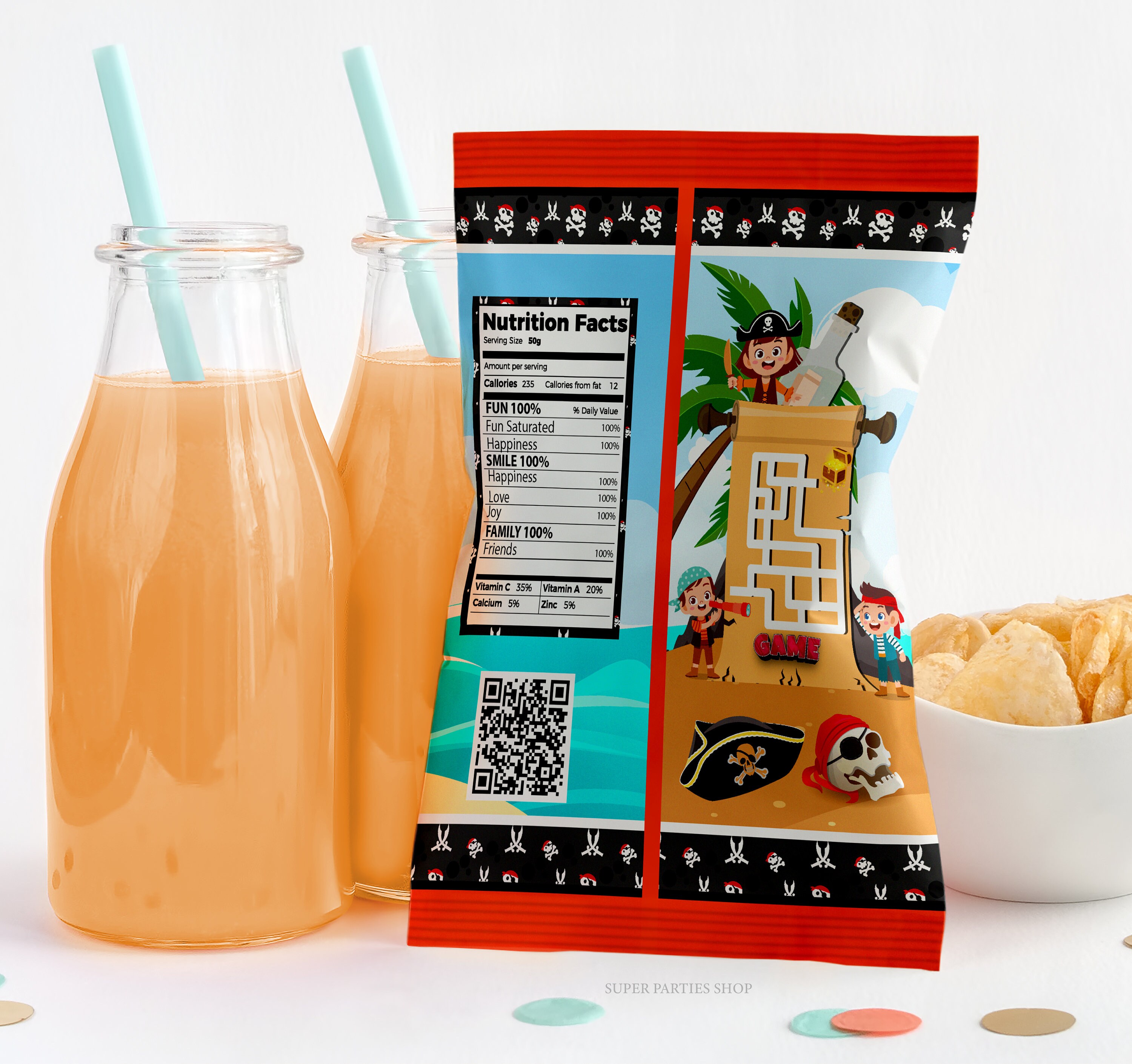 Pirate Chip Potatoes bag Printable Pirate Birthday pirate | Etsy