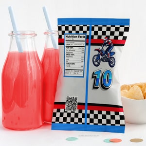 Motocross Chip Bags Printable, Snack Treat, Roadster Birthday, Racing ...