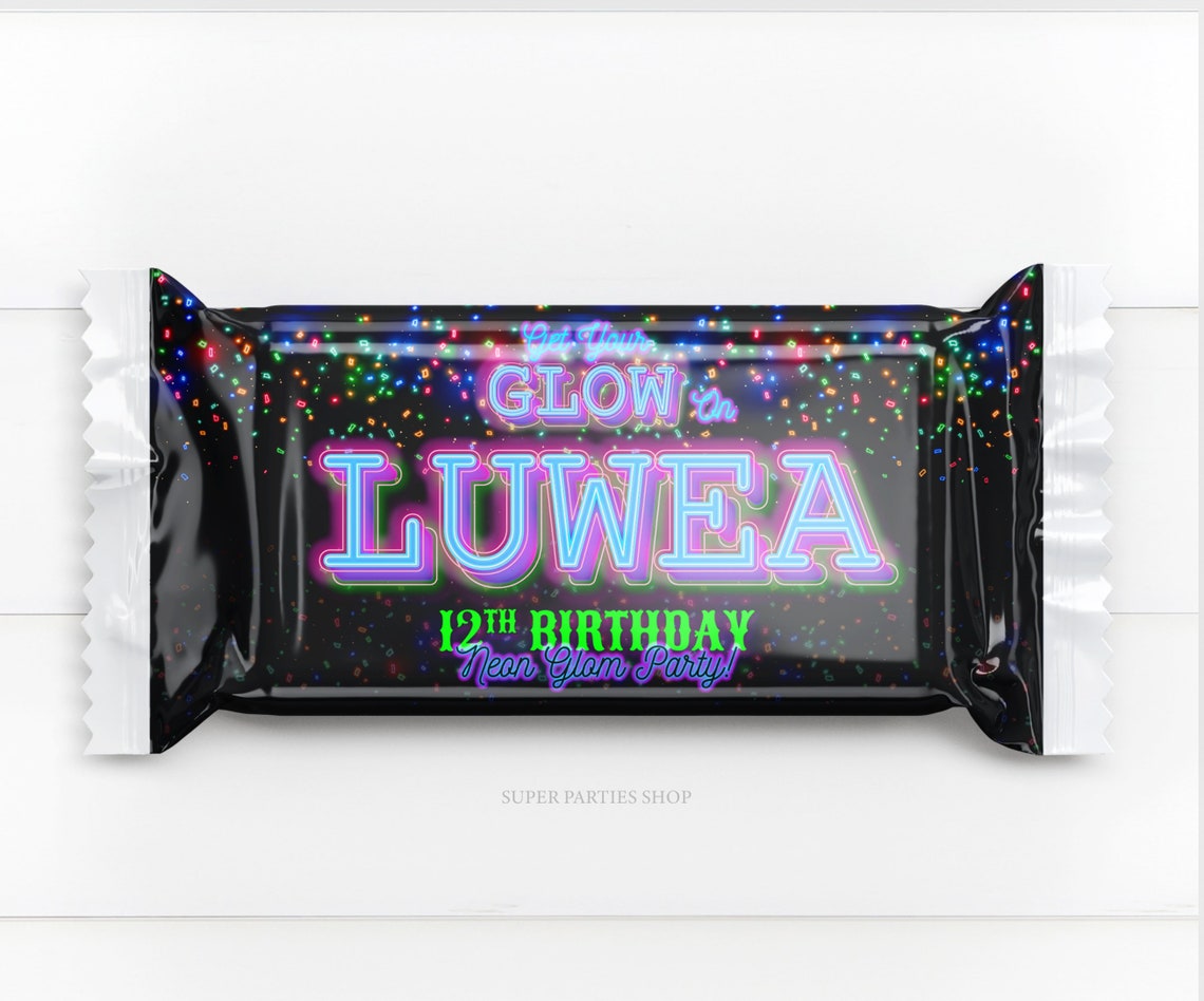 NEON Party Rice Krispies Wrapper Printable Glow Birthday | Etsy