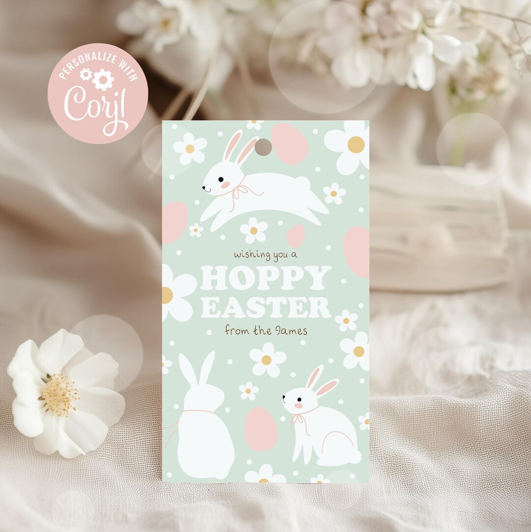 Editable Easter Tag Hoppy Easter Gift Tags, Easter Favor Tags, Candy ...