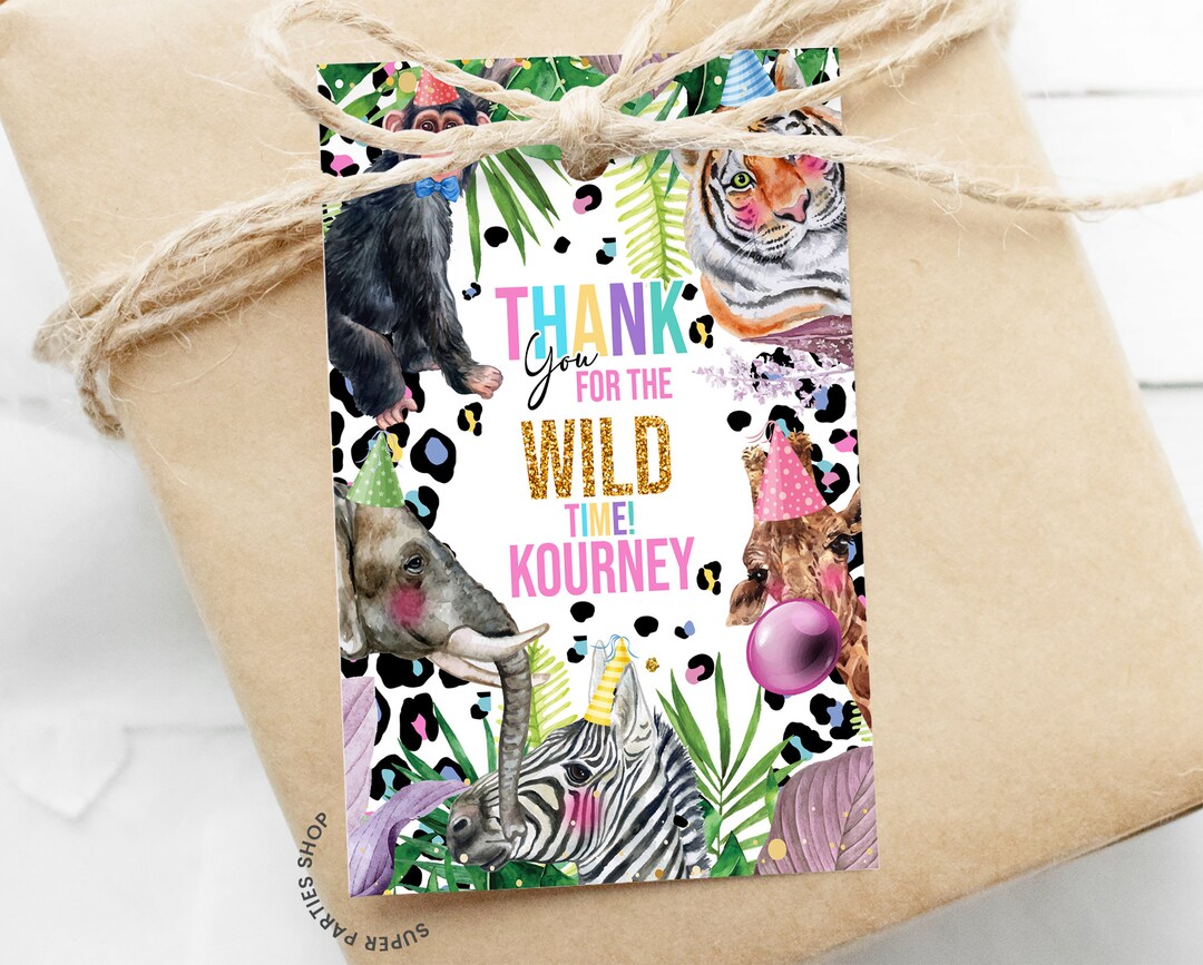 Safari Favor Tag Printable , Gift Label , Wild One, Wild Two, Thank You ...